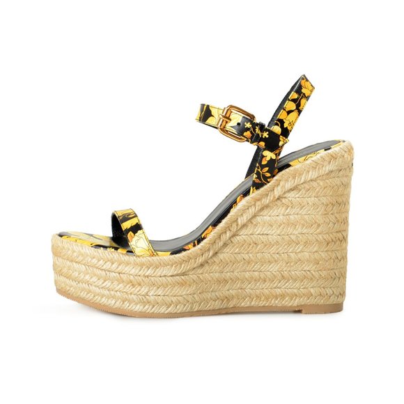 Versace | Shoes | Versace Womens Barocco Floral 0 Leather Ankle Strap ...